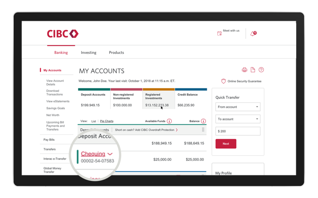 Transit Number Institution Number And Account Number CIBC